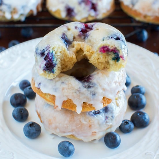 Glazed Blueberry Cake Donuts - Back for Seconds