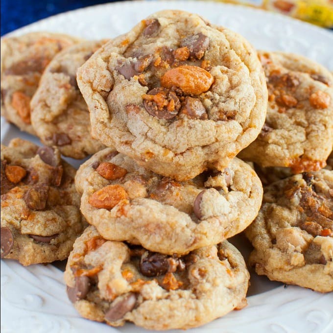 Brown Butter Butterfinger Cookies - Back for Seconds