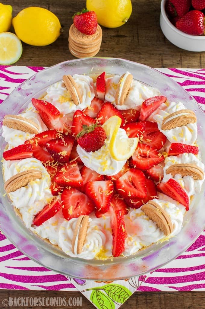 No Bake Strawberry Lemon Cheesecake Pie - Back for Seconds