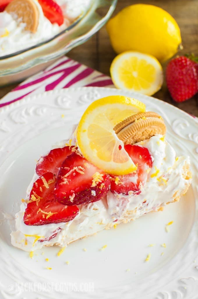 No Bake Strawberry Lemon Cheesecake Pie - Back for Seconds