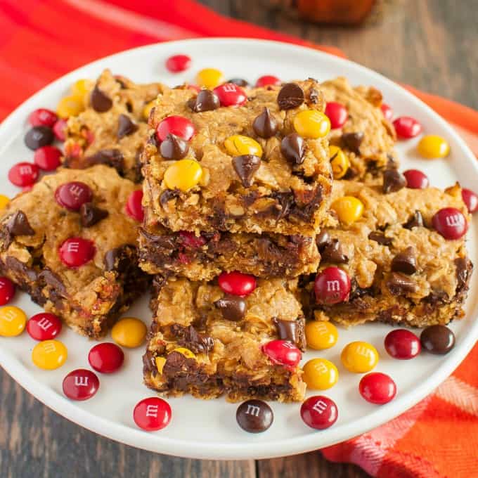 Chewy Pumpkin Monster Cookie Bars - Back for Seconds